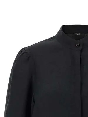 Kiton Linen Shirt With Puff Shoulders And Fringe Detail