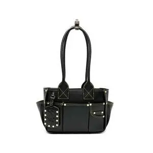 GANNI Top Handle Bag With Contrast Stitching - Black