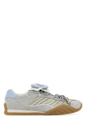 Fendi Light Suede And Fabric Wave Sneakers - Blue