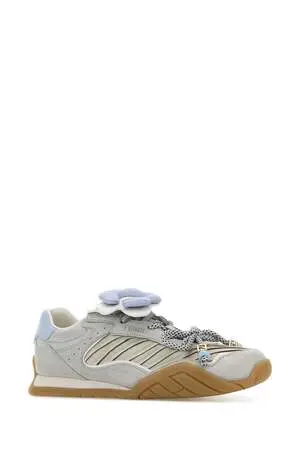 Fendi Light Suede And Fabric Wave Sneakers - Blue