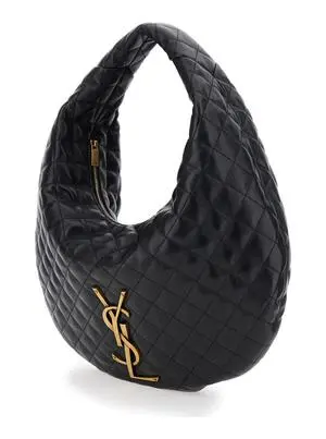 Saint Laurent Quilted Leather Hobo Shoulder Bag - Black