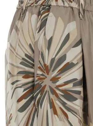 Brunello Cucinelli Silk Floral Print Wide Leg Trousers - Multicolor