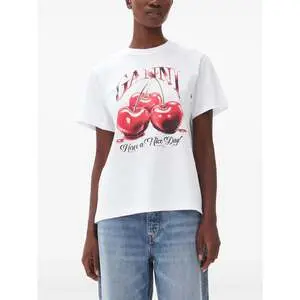 GANNI Cotton Graphic Print T-shirt