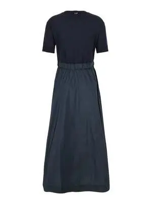 Herno Crewneck Midi Dress With Elastic Drawstring Waist - Multicolor