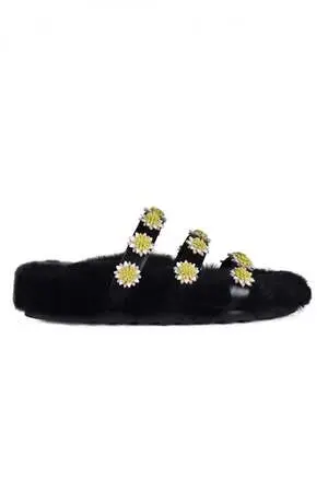FABRIZIO VITI Berkley Sandals With Daisy Embellishments - Black