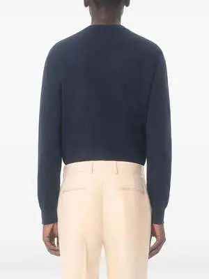 Valentino Garavani Wool Jumper With Vlogo Patch - Blue