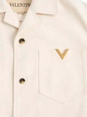 Valentino Garavani Denim Bowling Shirt With Vgold - Multicolor