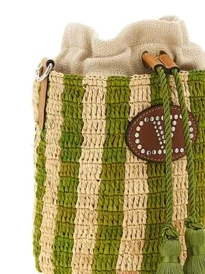 Valentino Garavani Raffia Small Bucket Bag - Green