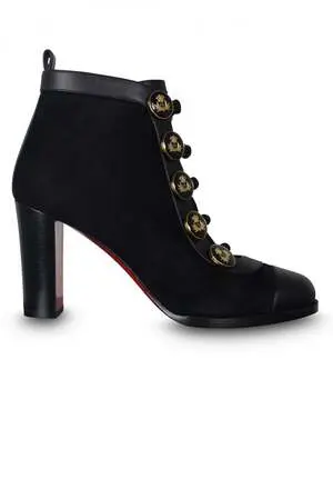 CHRISTIAN LOUBOUTIN Suede Lace-up Ankle Boots - Black
