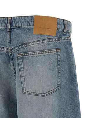 AMI Paris Stone-washed Denim Bermuda Shorts With Wide Leg - Blue
