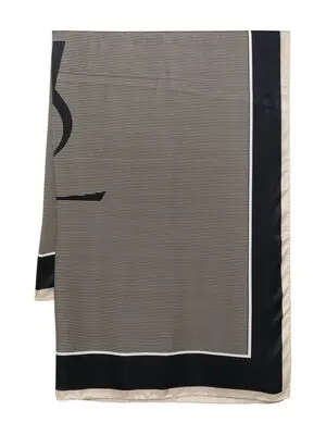 Saint Laurent Cassandre Striped Semi-sheer Stole In Silk Charmeuse - Blue