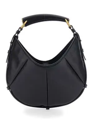 Saint Laurent Mombasa Small Black Leather Handbag With Metal Details - Multicolor