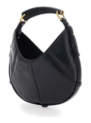 Saint Laurent Mombasa Small Black Leather Handbag With Metal Details - Multicolor
