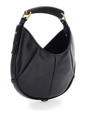 Saint Laurent Mombasa Small Black Leather Handbag With Metal Details - Multicolor