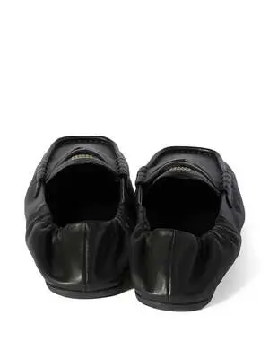 Miu Miu Ruched Nappa Leather Loafers - Black