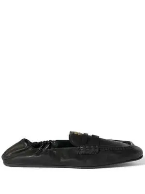 Miu Miu Miu Miu Ruched Nappa Leather Loafers Black