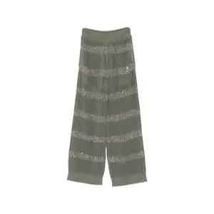 Brunello Cucinelli Flared Trousers With Sequin Embellishment - Green