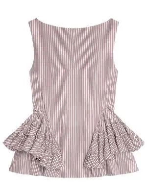 Dries Van Noten Casey Ruffled Peplum Top - Brown