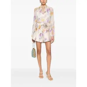 Zimmermann Floral Print Billow Sleeve Blouse - Cream