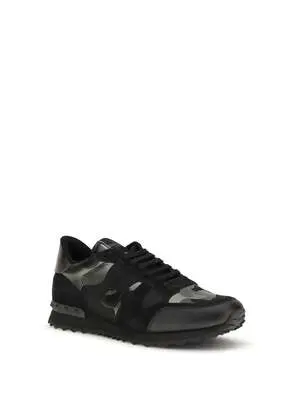 Valentino Garavani Rockrunner Calfskin Leather Sneakers - Black