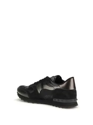 Valentino Garavani Rockrunner Calfskin Leather Sneakers - Black