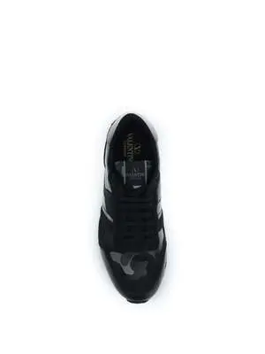 Valentino Garavani Rockrunner Calfskin Leather Sneakers - Black