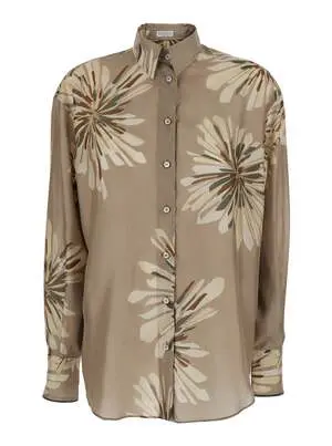 Brunello Cucinelli Silk Printed Shirt - Multicolor