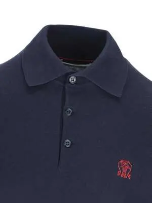 Brunello Cucinelli Logo Polo - Blue