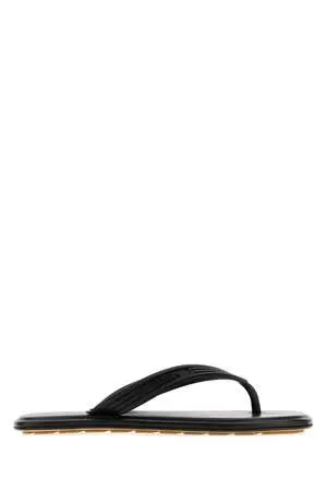 Bottega Veneta Rubber Sampieri Thong Slippers - Black