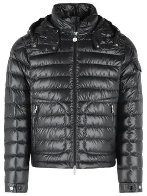 Moncler Lauros Short Hooded Down Jacket In Polyester - Black