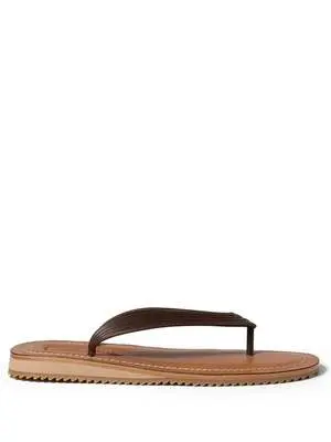 Miu Miu Padded Thong Sandals With Logo Embellishment - Brown