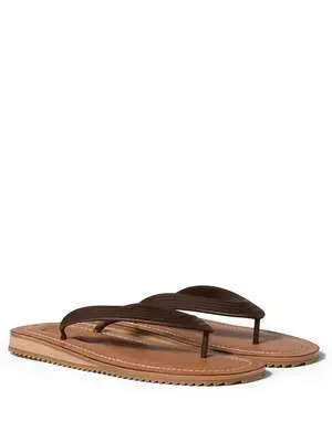 Miu Miu Padded Thong Sandals With Logo Embellishment - Brown