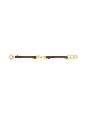 Saint Laurent Cassandre Leather Bracelet With Gold Metal Details - Silver