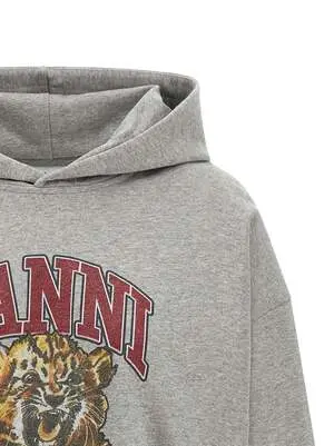 GANNI Grey Tiger Graphic Hoodie - Gray