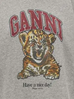 GANNI Grey Tiger Graphic Hoodie - Gray