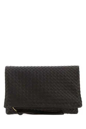 Bottega Veneta Dark Leather Giornale Clutch - Brown