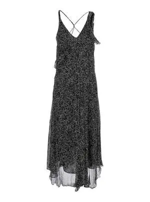 Isabel Marant Étoile Long Dress With V-neck And Long Sleeves In Viscose - Black