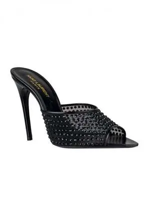 Saint Laurent Rhinestone Embellished Open-toe Mules