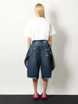 Balenciaga Cotton Bermuda Shorts With Distressed Effect - Multicolor