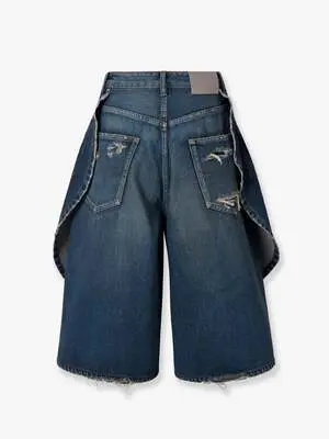 Balenciaga Cotton Bermuda Shorts With Distressed Effect - Multicolor