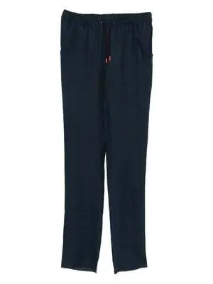 Kiton Linen Drawstring Waist Pants - Blue