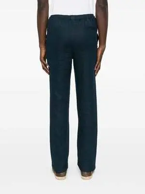 Kiton Linen Drawstring Waist Pants - Blue