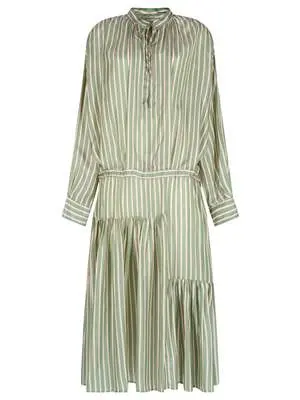 Dries Van Noten Striped Long Dress - Green