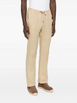 Kiton Linen Drawstring Waist Pants - Multicolor
