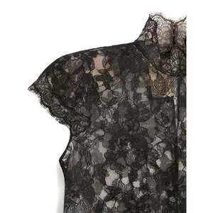 Valentino Garavani Lace Top With Padded Shoulders And Scalloped Hem
