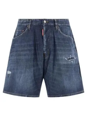 Dsquared2 Distressed Denim Bermuda Shorts - Blue