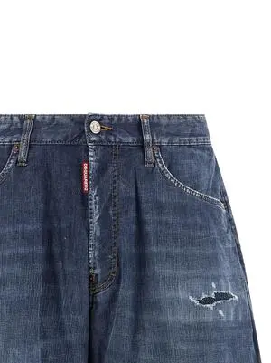 Dsquared2 Distressed Denim Bermuda Shorts - Blue