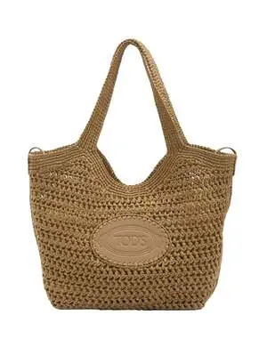 TOD'S TOD'S Raffia And Leather Medium Shopping Bag Multicolor