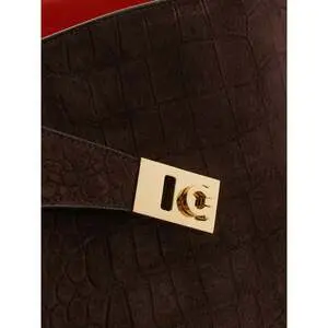 FERRAGAMO Soft Hug Bag In Printed Suede - Brown