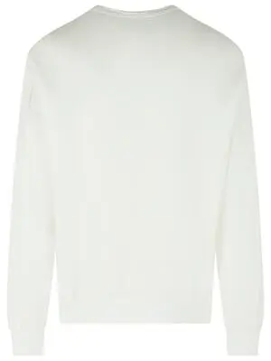 C.P. COMPANY Cotton Crew Neck Sweater With Zip Sleeve Pocket And Lens Appliqu - White